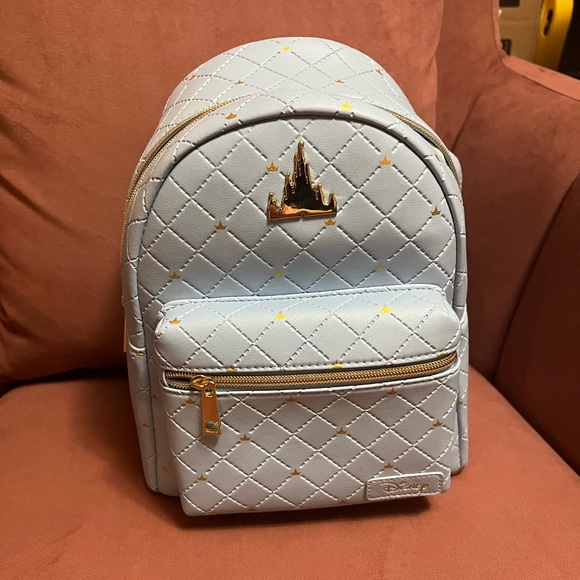 Disney | Bags | Disney Princess Cinderella Blue Backpack Purse Castle ...